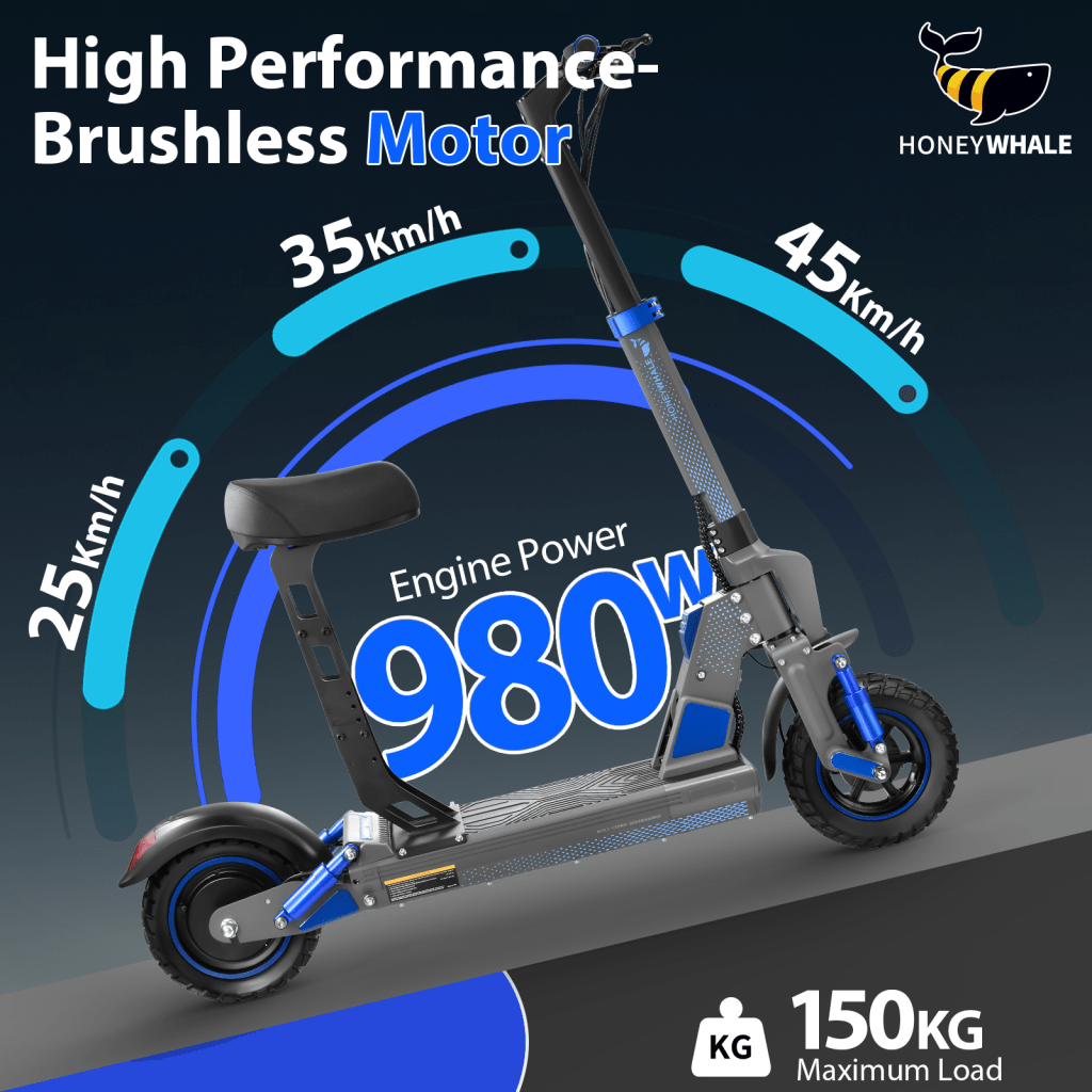 45KM-980W- Off-Road-Removal Seat- Folding Electric-Scooter C1 Pro | HONEY WHALE